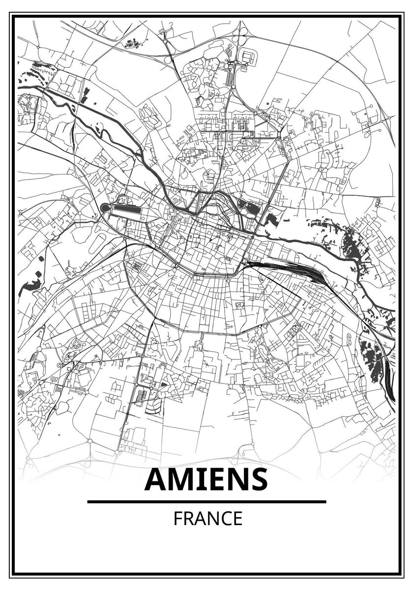 Carte Amiens, Affiche Ville Hauts-de-France | Affichea
