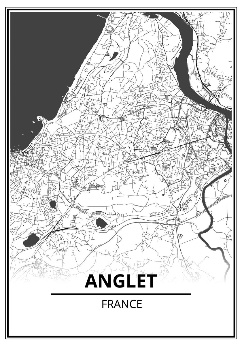 Affiche Anglet, Carte Ville Basque | Affichea