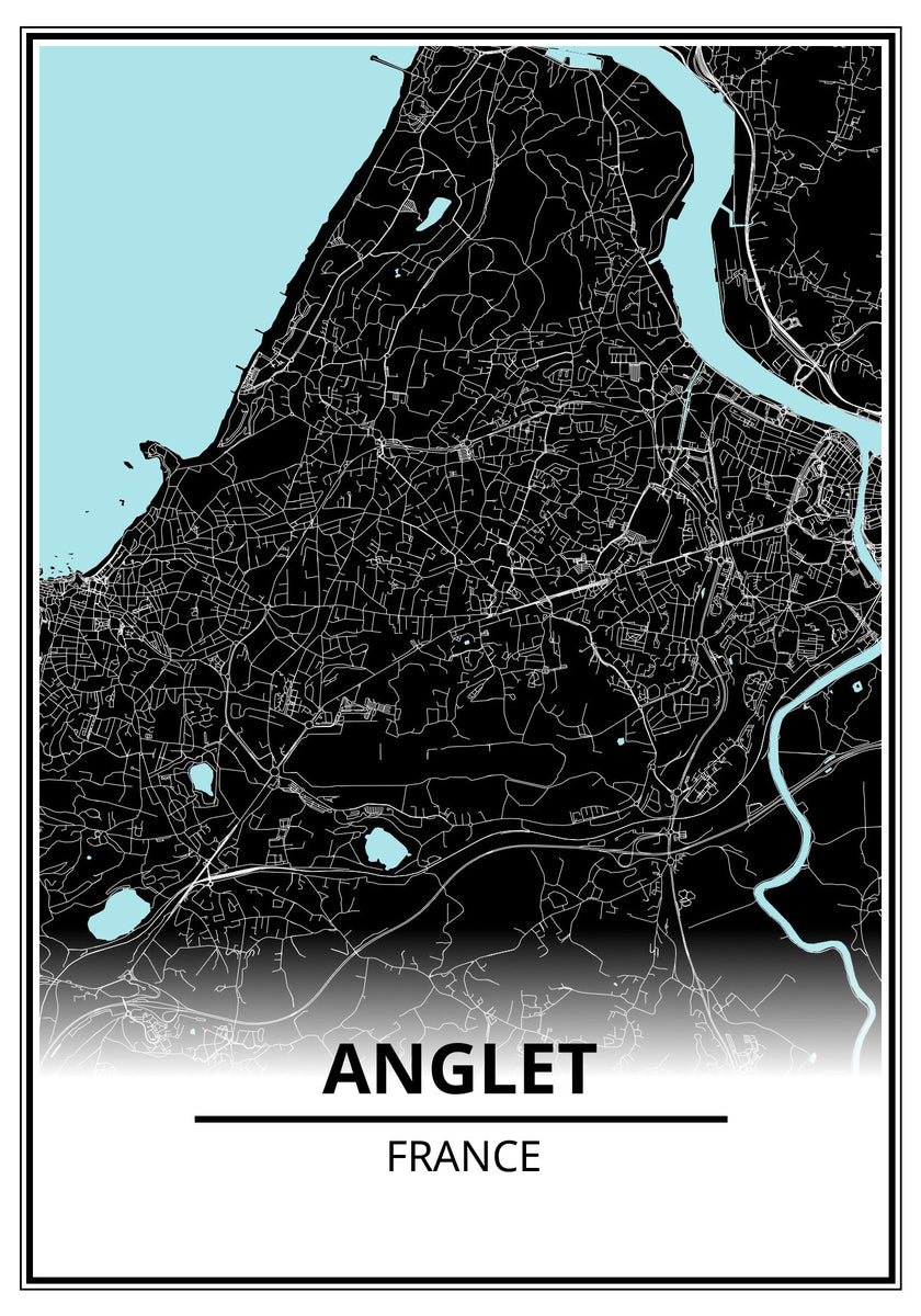 Affiche Anglet, Carte Ville Basque | Affichea