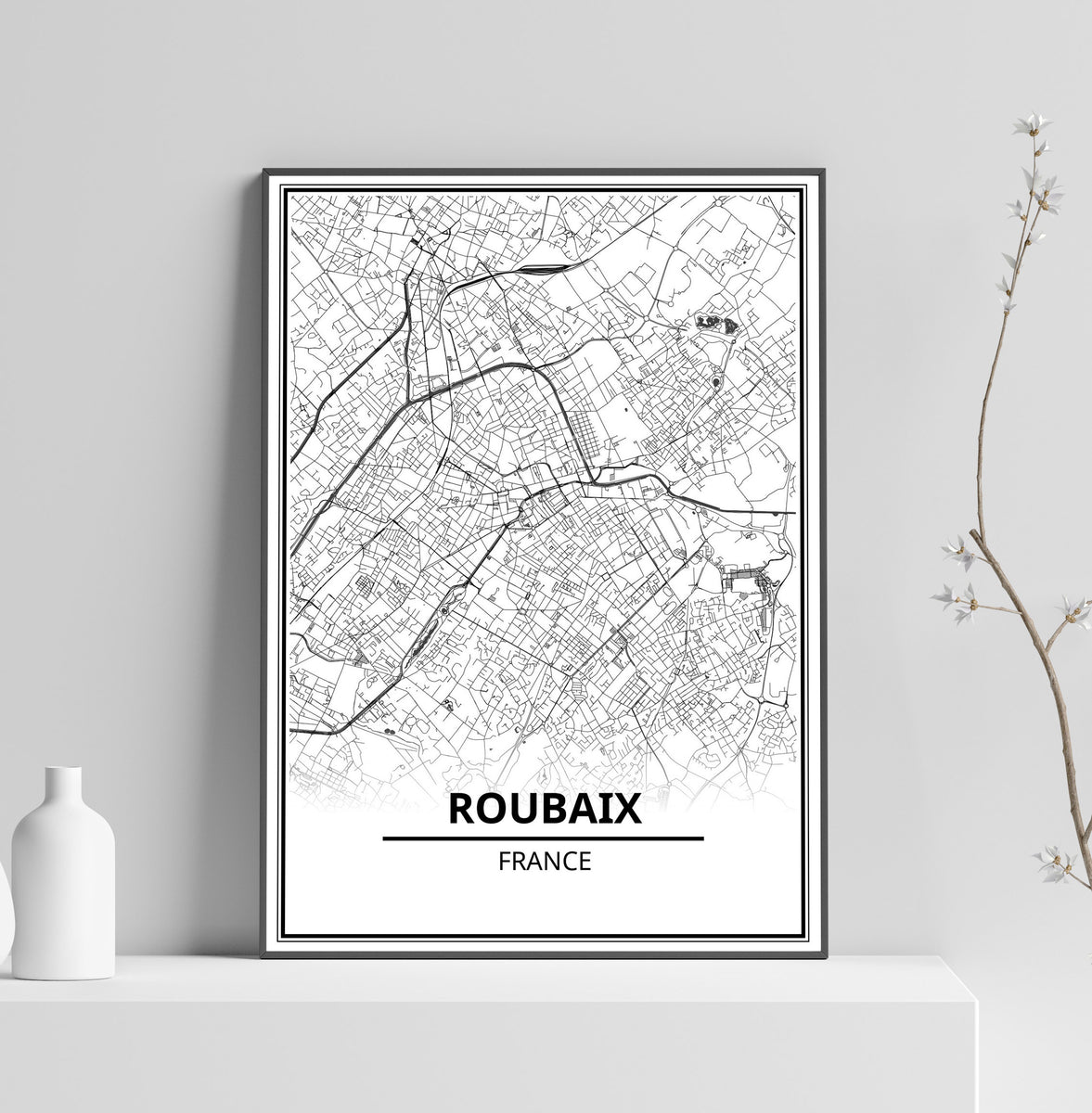 Affiche Carte Roubaix | Affichea