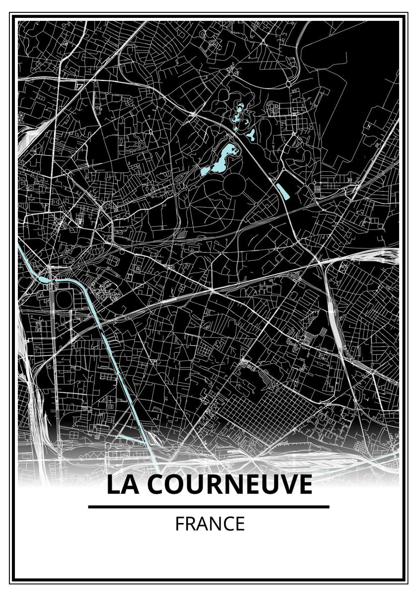 Carte La Courneuve, Affiche ville déco | Affichea