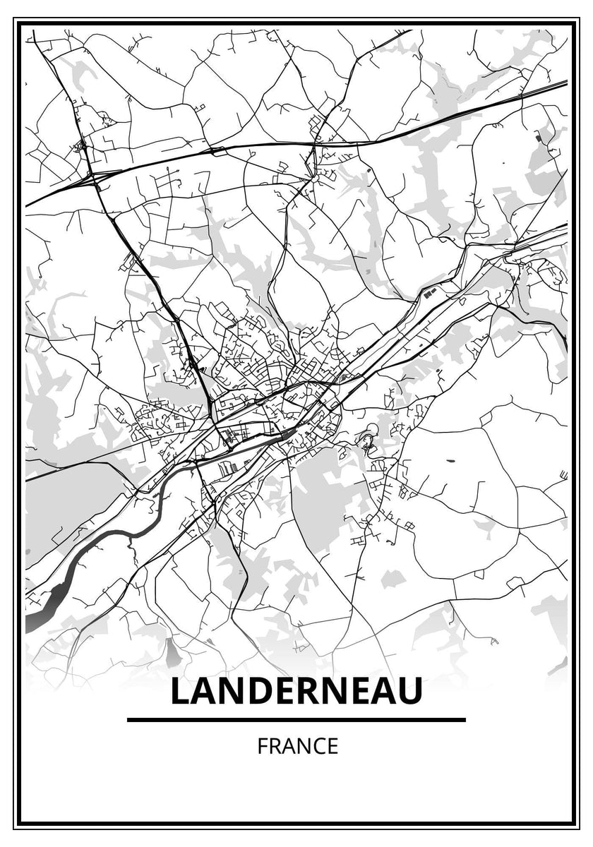 Affiche Landerneau Carte Ville | Affichea