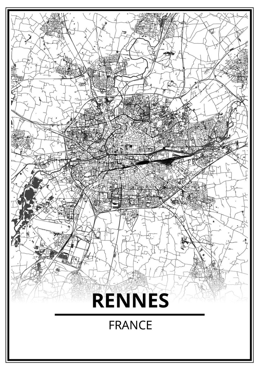 Affiche Carte Rennes | Affichea