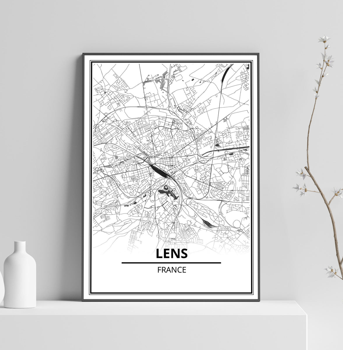 Carte Lens - Affiche Plan Ville Haut-de-France | Affichea