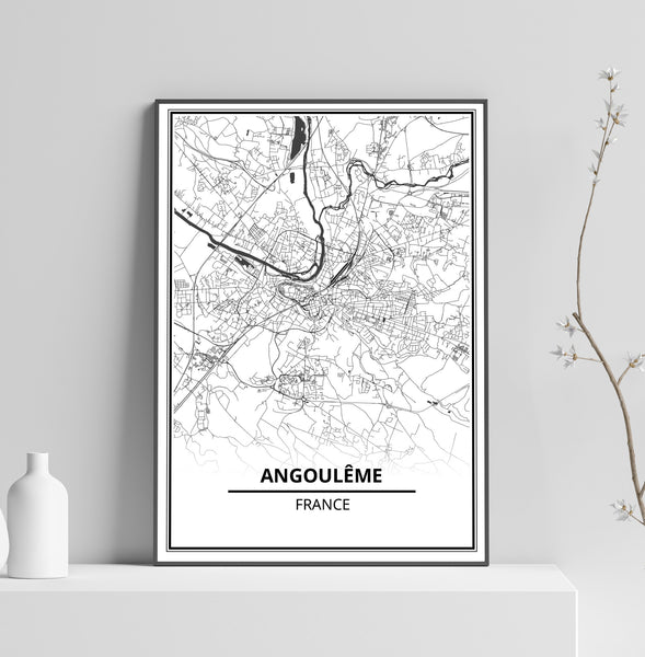 Affiche Angoulême, Carte Ville | Affichea