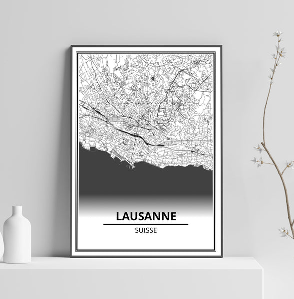Affiche Carte Lausanne | Affichea
