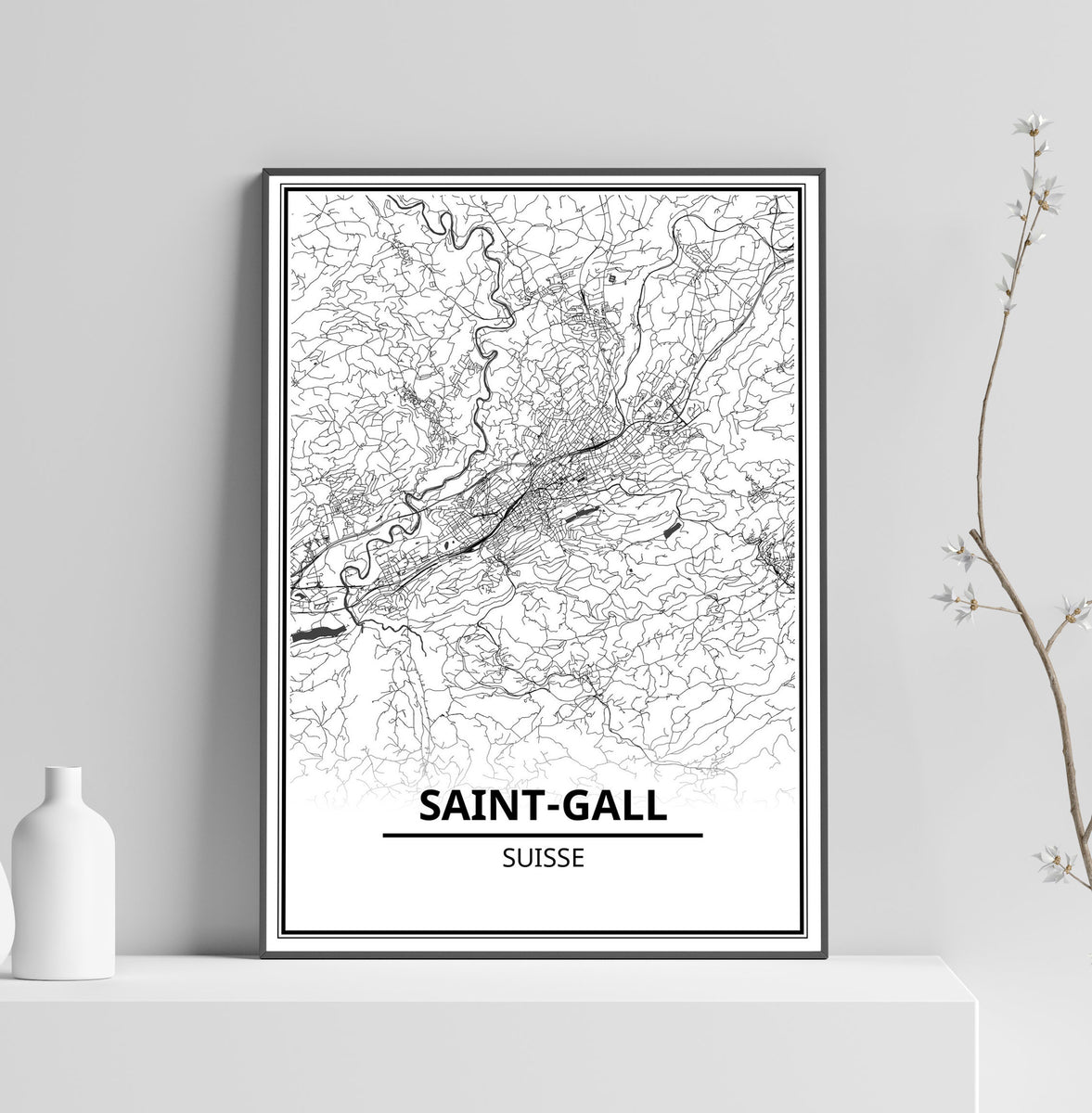 Affiche Carte Saint-Gall | Affichea
