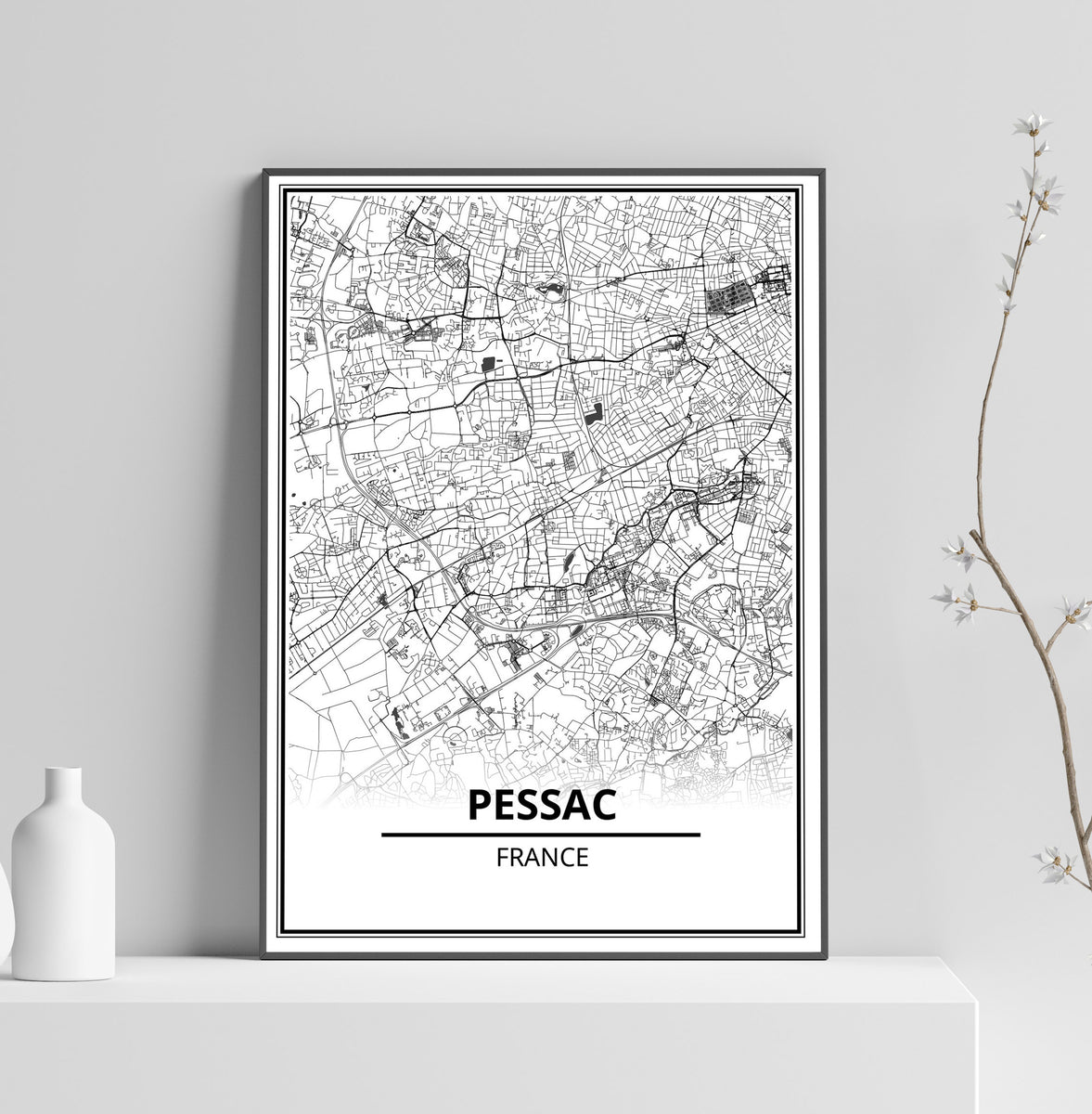 Affiche Carte Pessac | Affichea